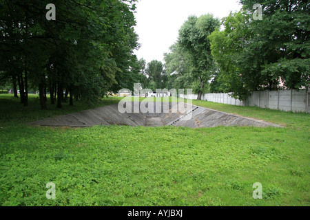 A fire pit/water reservoir outside the former Nazi concentration camp ...