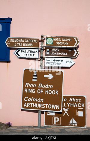 Street signs in Ballyhack Village County Wexford Ireland Stock Photo ...