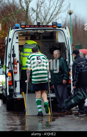 Injured Rugby player getting into an ambulance Stock Photo - Alamy