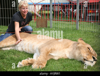 Female lion tamer Holland Stock Photo - Alamy