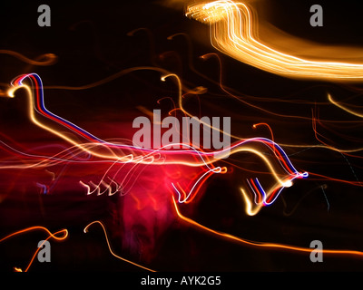 Abstract luminous light painting in the dark street Stock Photo - Alamy