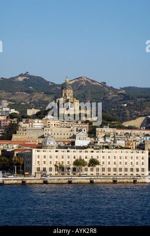 The port and city of Messina seen from the belvedere of the hill of the ...