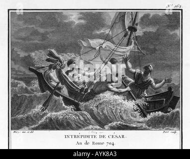 Julius Caesar, sailing from Marseille to Epirus in northern Greece ...