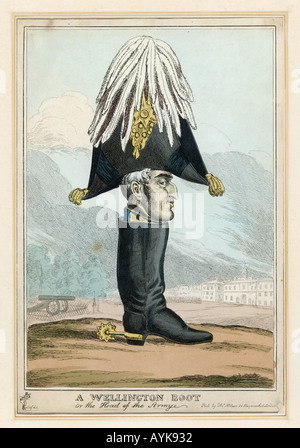 DUKE OF WELLINGTON (1769-1852) Cartoon showing him in the Wellington ...