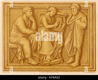 Roman fresco of a woman playing the lyre Roman, 50 -79 AD; From Stock ...