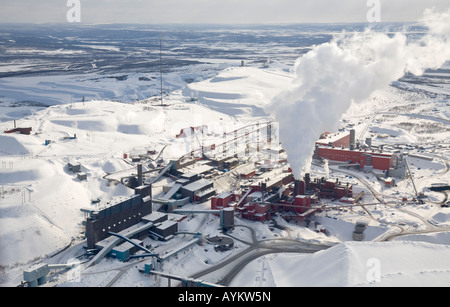 Aerial view of the LKAB iron ore mine at Kiruna/Sweden, the world's ...