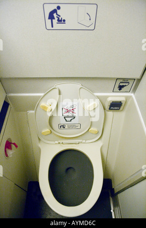 Toilet in an airplane Stock Photo - Alamy