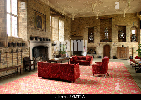 The Great Hall inside interior of Broughton Castle, a moated medieval ...
