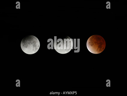 Lunar eclipse - progression with blood moon (total lunar eclipse Stock ...