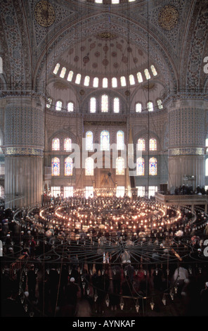 People inside The Blue Mosque also known as Sultan Ahmed Mosque in ...