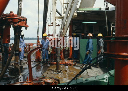 NIGERIA West Africa Rivers State Petroleum Industry Workers on oil rig ...