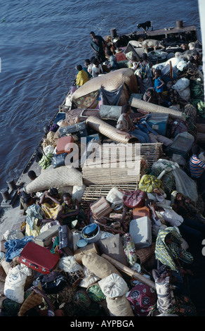 River boat transport on the Zaire river Democratic Republic of Congo ...