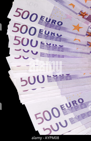 Notes of five hundred euro denomination kept for display Stock Photo ...
