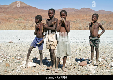 people, children, Namibia, boys from tribe of Himba nomads, Kaokoveld ...