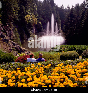 Ross Fountain at The Butchart Gardens on Vancouver Island near Victoria ...