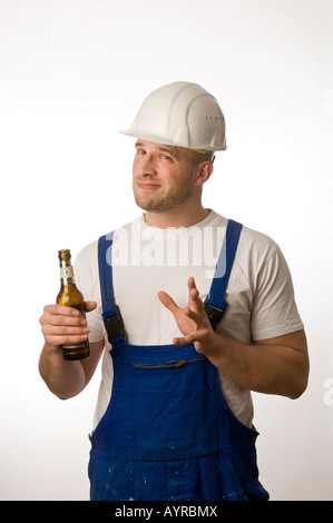 Construction Worker with a beer Stock Photo - Alamy