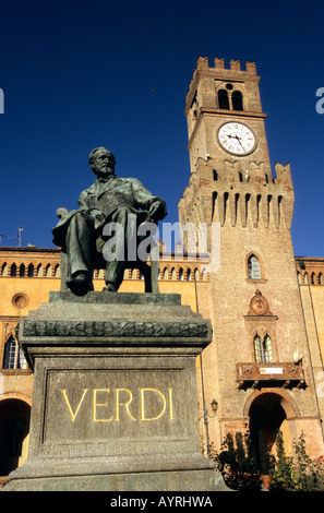 Statue of composer Giuseppe Verdi outside entrance to the Teatro ...