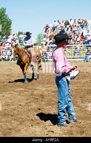 Saddle Bronc riding at the Herbert Rodeo Stock Photo - Alamy