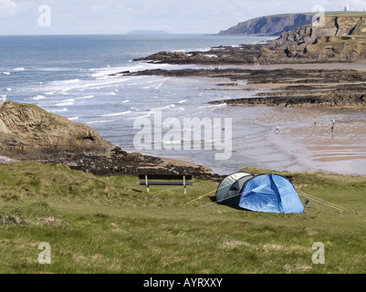 Tent on top of cliff Stock Photo - Alamy