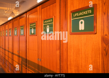 lifejacket lockers on a cruise ship Stock Photo - Alamy