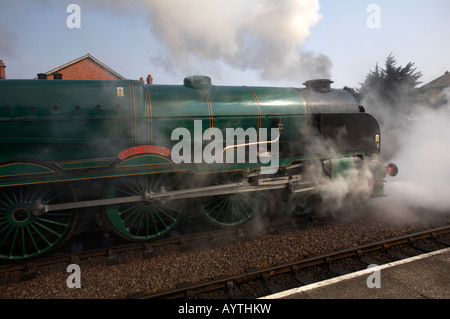 Steam engine 850 Lord Nelson train in Cotswolds countryside ...