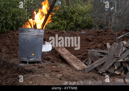 Garden incinerator, burning garden waste Stock Photo - Alamy