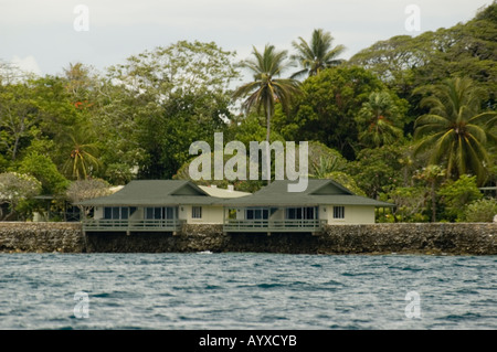 Seafront units overhang the ocean Madang Harbor Harbour PNG Stock Photo ...