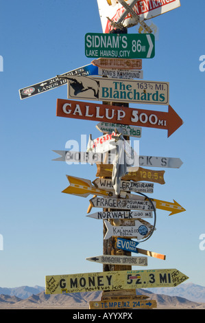 Crazy Sign Post in the Desert Stock Photo - Alamy