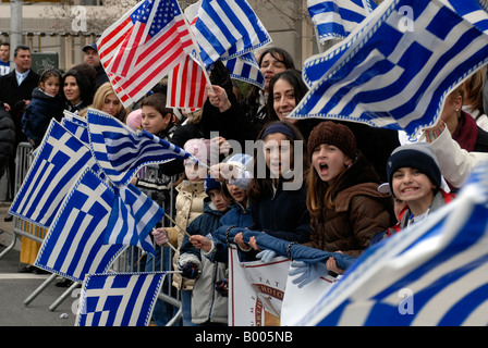 Greek Americans march up Fifth Avenue in New York Stock Photo - Alamy