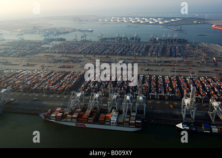 Maasvlakte 2, Rotterdam. Aerial view of container terminal in the ...