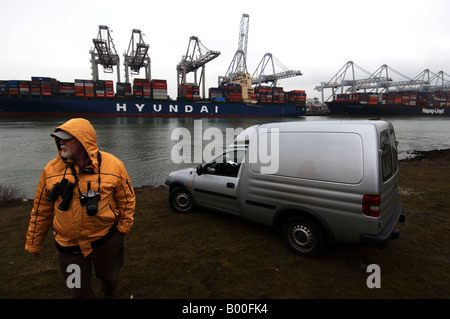 Port of Rotterdam Europoort container spotter Hans Tobbe with his ...