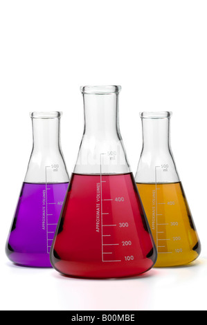 Laboratory beakers,Science experiment, blue background Stock Photo - Alamy