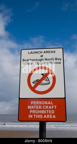 Warning sign on Scarborough beach advising against bathing due to poor ...