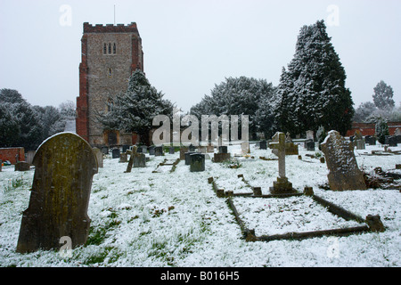 All Saints' Church, Writtle, Essex in the snow England Stock Photo - Alamy