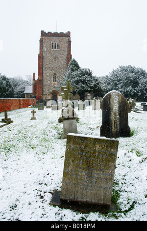All Saints' Church, Writtle, Essex in the snow England Stock Photo - Alamy