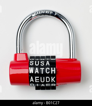 Objects: red combination lock, isolated on white background Stock Photo ...