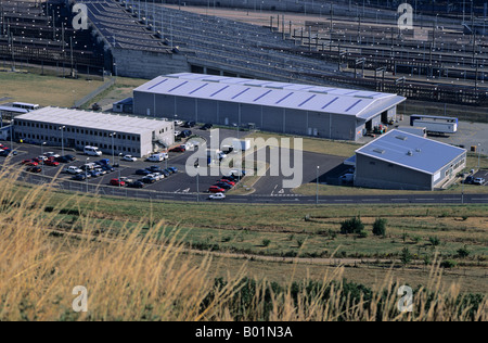 The Channel Tunnel terminal at Folkestone, Kent, England - view from ...