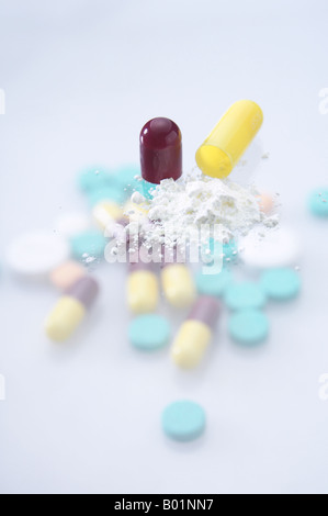 shot of multiple pills on white background Stock Photo - Alamy