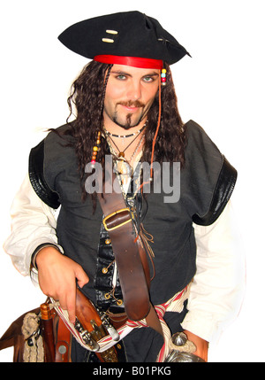 Portrait of a vicious medieval pirate (isolated on white Stock Photo ...