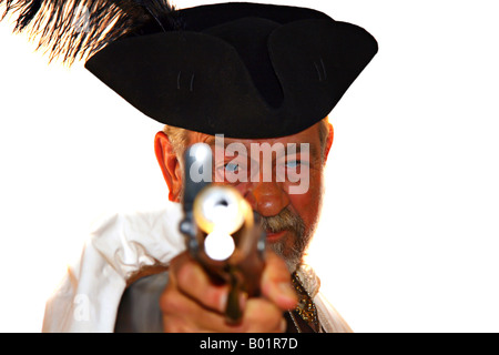 Portrait of a vicious medieval pirate (isolated on white Stock Photo ...
