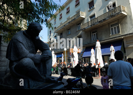 Statue of Nikola Tesla a famous Croatia born inventor is seen as part ...