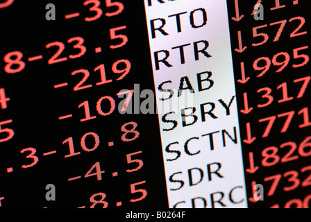 Trading Screen showing Sea of Red Stock Photo - Alamy