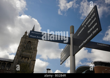 Norwich modern street signs Stock Photo - Alamy