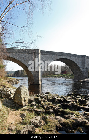 River Dee at Potarch Bridge Aberdeenshire Scotland low water level with ...