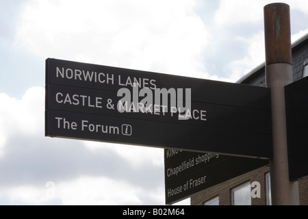 Norwich modern street signs Stock Photo - Alamy