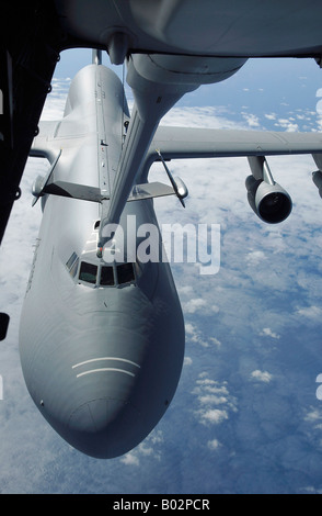 Front view of a KC-10 Extender aircraft as ground crewmen prepare for ...