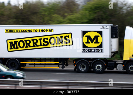 Side view Morrisons hgv supermarket food supply chain store delivery ...