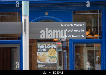 Norwich modern street signs Stock Photo - Alamy