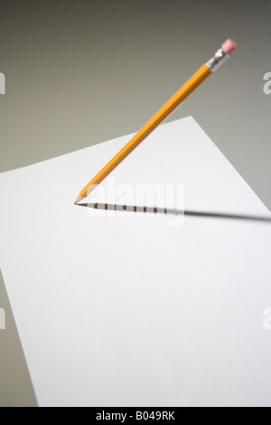 pencil on plain white paper. background for idea formulation and ...