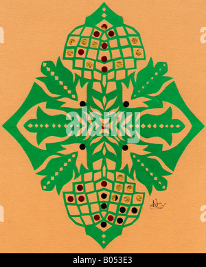 Contemporary paper cutting with symmetrical floral design by Miss Wanda ...